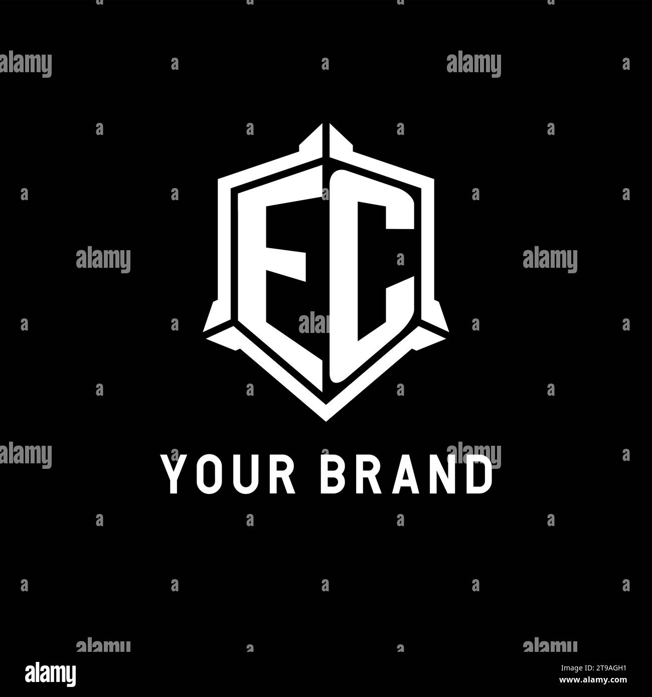 EC logo initial with shield shape design style vector graphic Stock ...