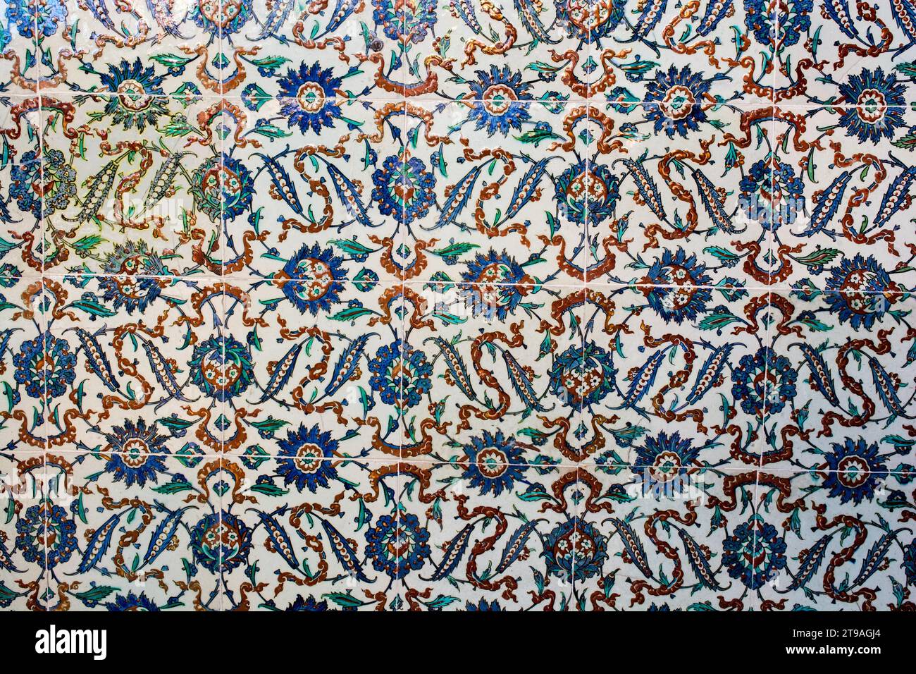 Ottoman ancient Handmade Turkish Tiles with floral patterns Stock Photo ...