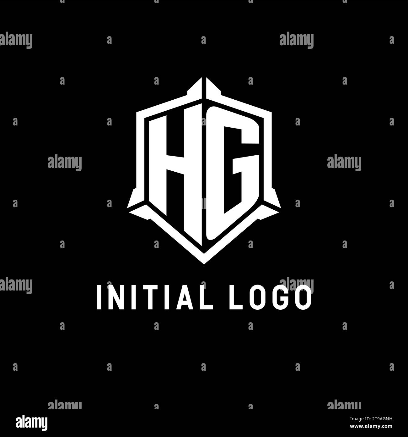HG logo initial with shield shape design style vector graphic Stock ...