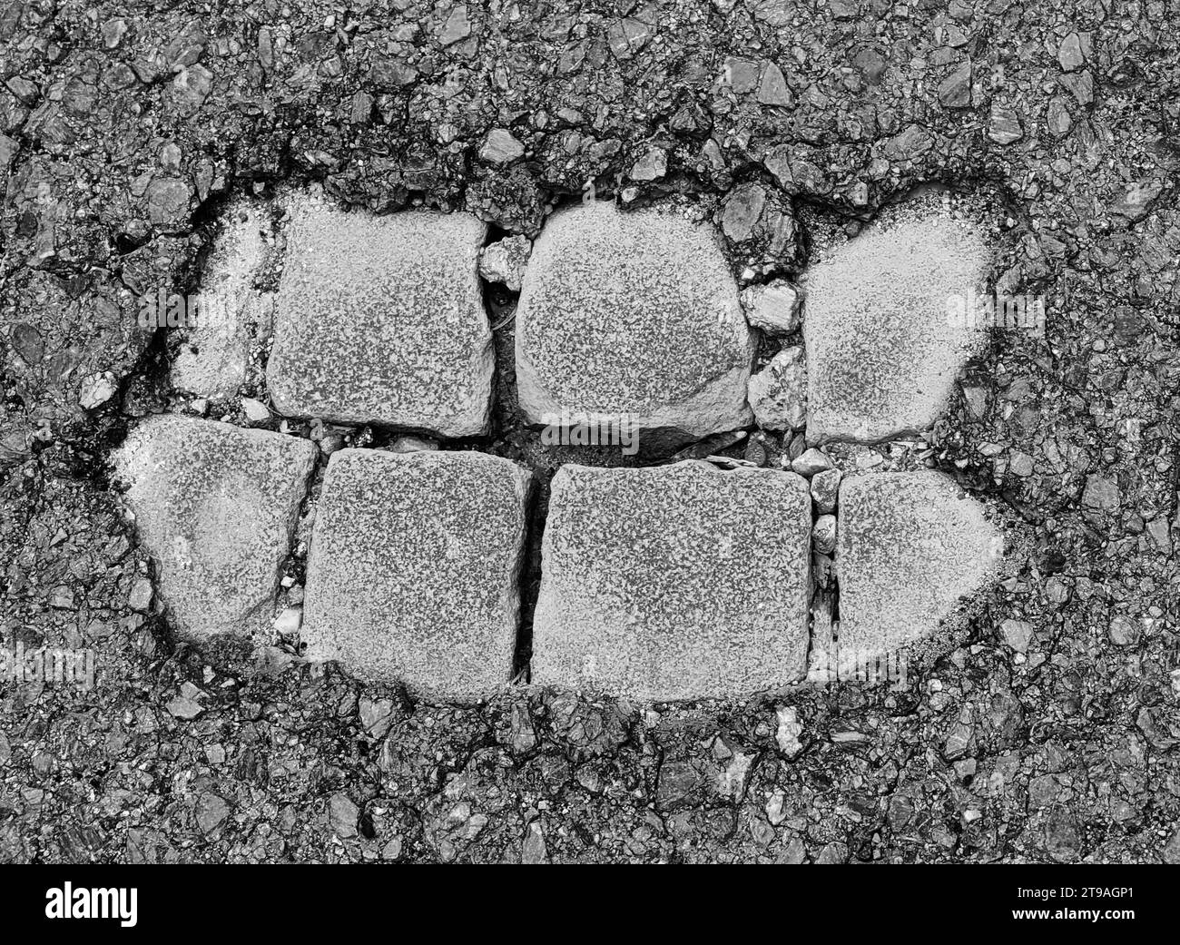 If the street had teeth. Abstract , cement surface. Concrete mouth and ...