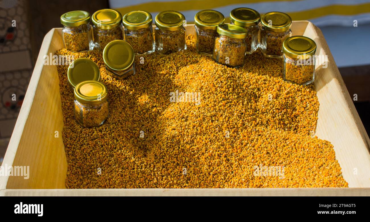 Pollen as healthy organic raw diet food in jar Stock Photo - Alamy