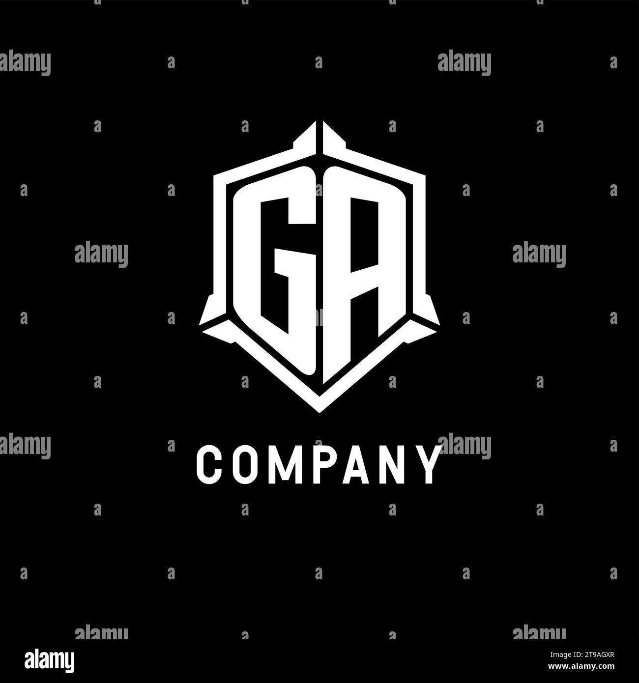 GA logo initial with shield shape design style vector graphic Stock ...