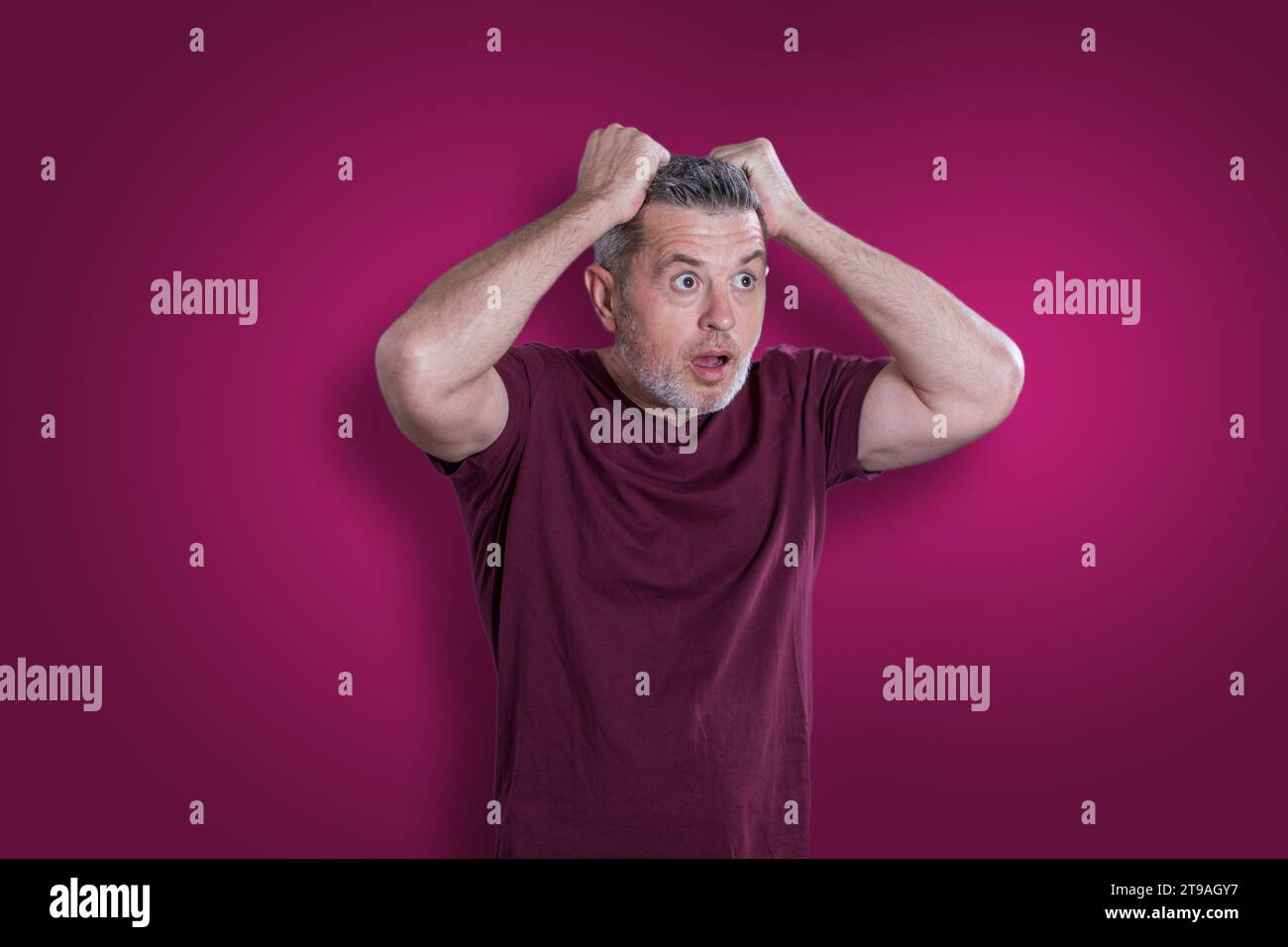 Scared and afraid man. Expressing the emotion of fear Stock Photo - Alamy