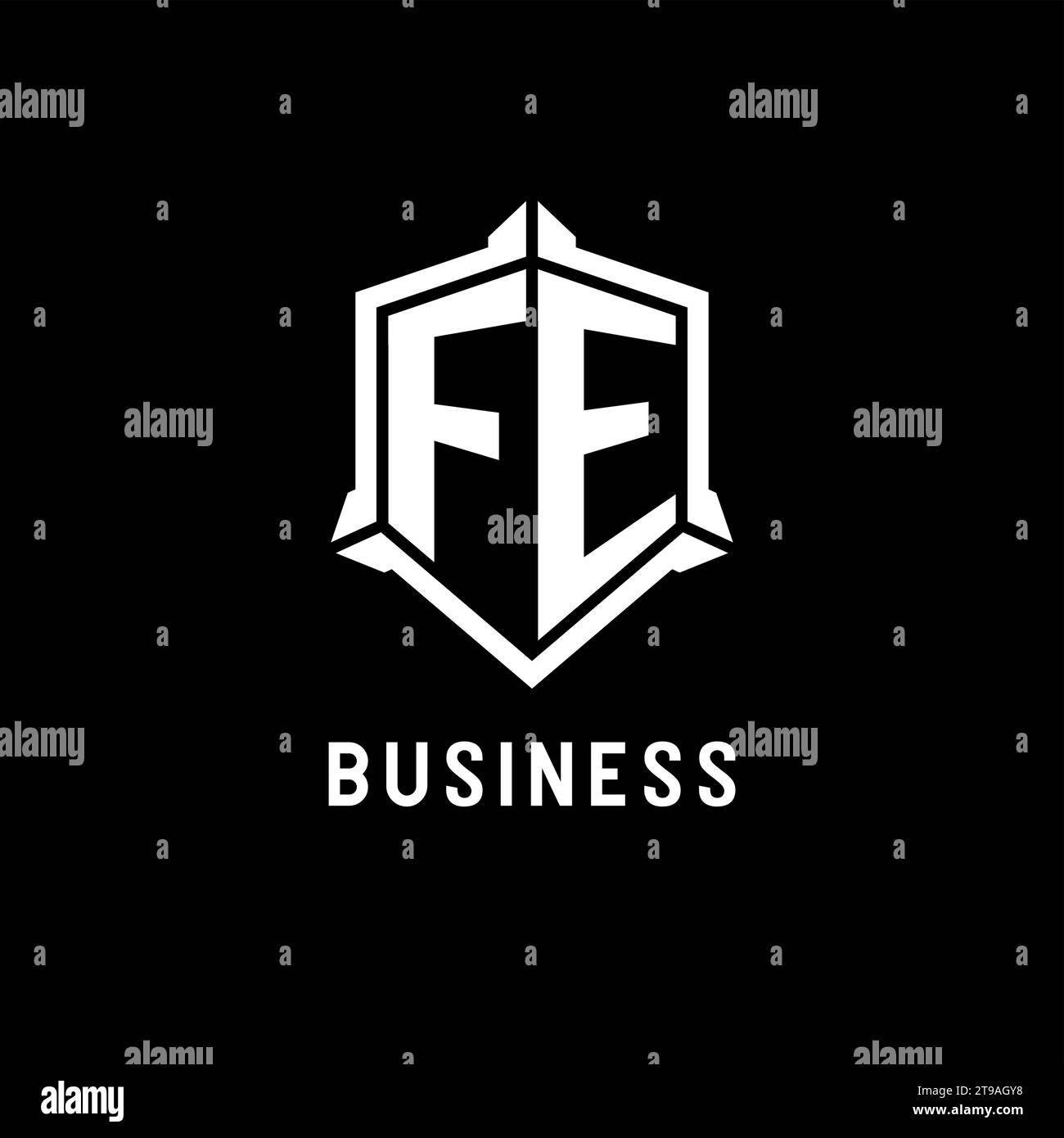 FE logo initial with shield shape design style vector graphic Stock ...