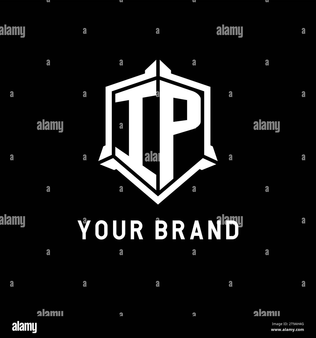 IP logo initial with shield shape design style vector graphic Stock ...