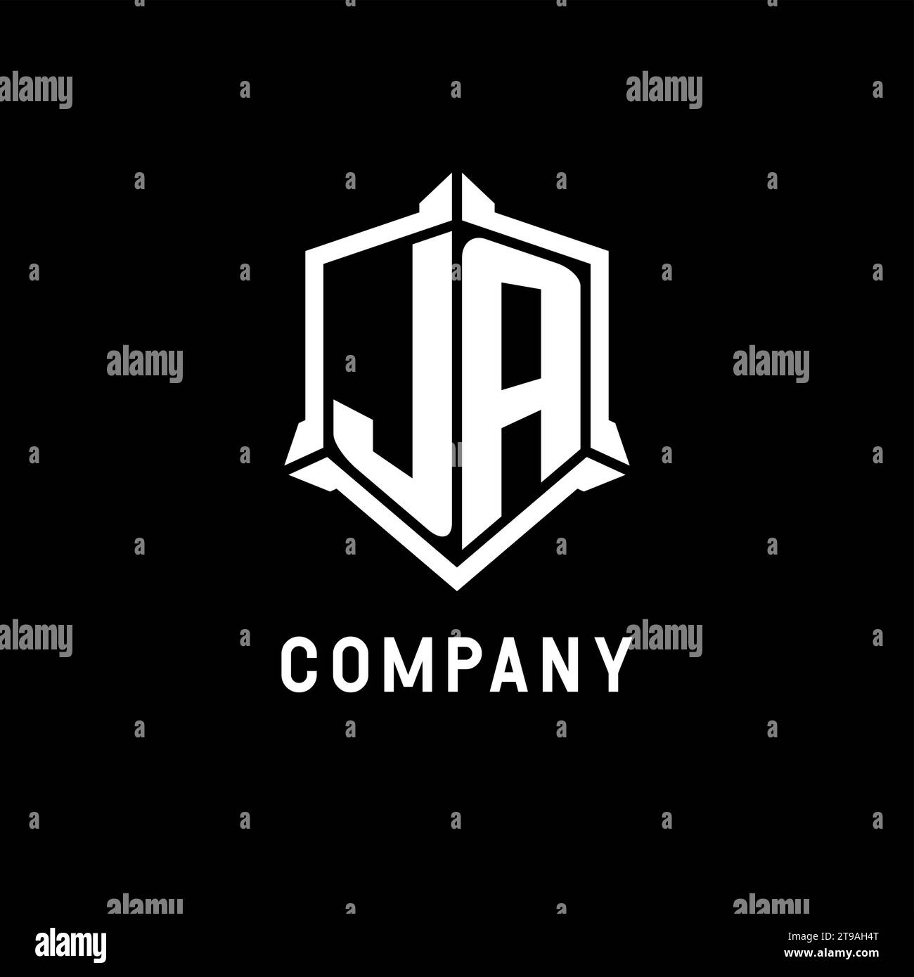 JA logo initial with shield shape design style vector graphic Stock ...