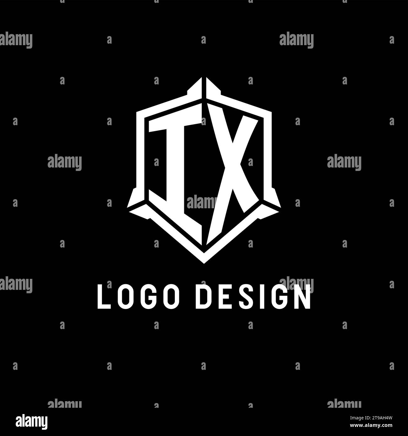 IX logo initial with shield shape design style vector graphic Stock ...