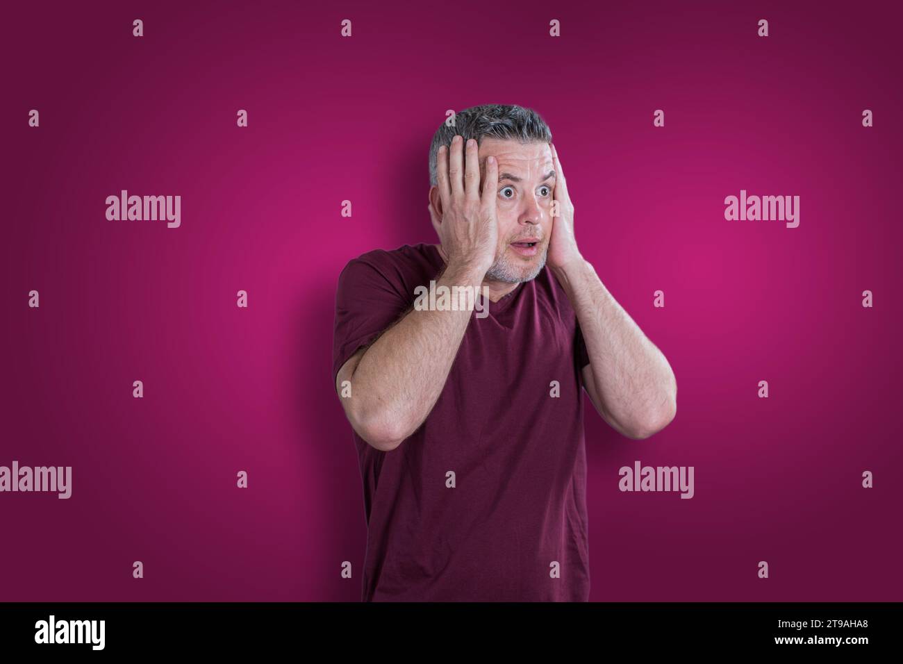 Scared and afraid man. Expressing the emotion of fear Stock Photo - Alamy