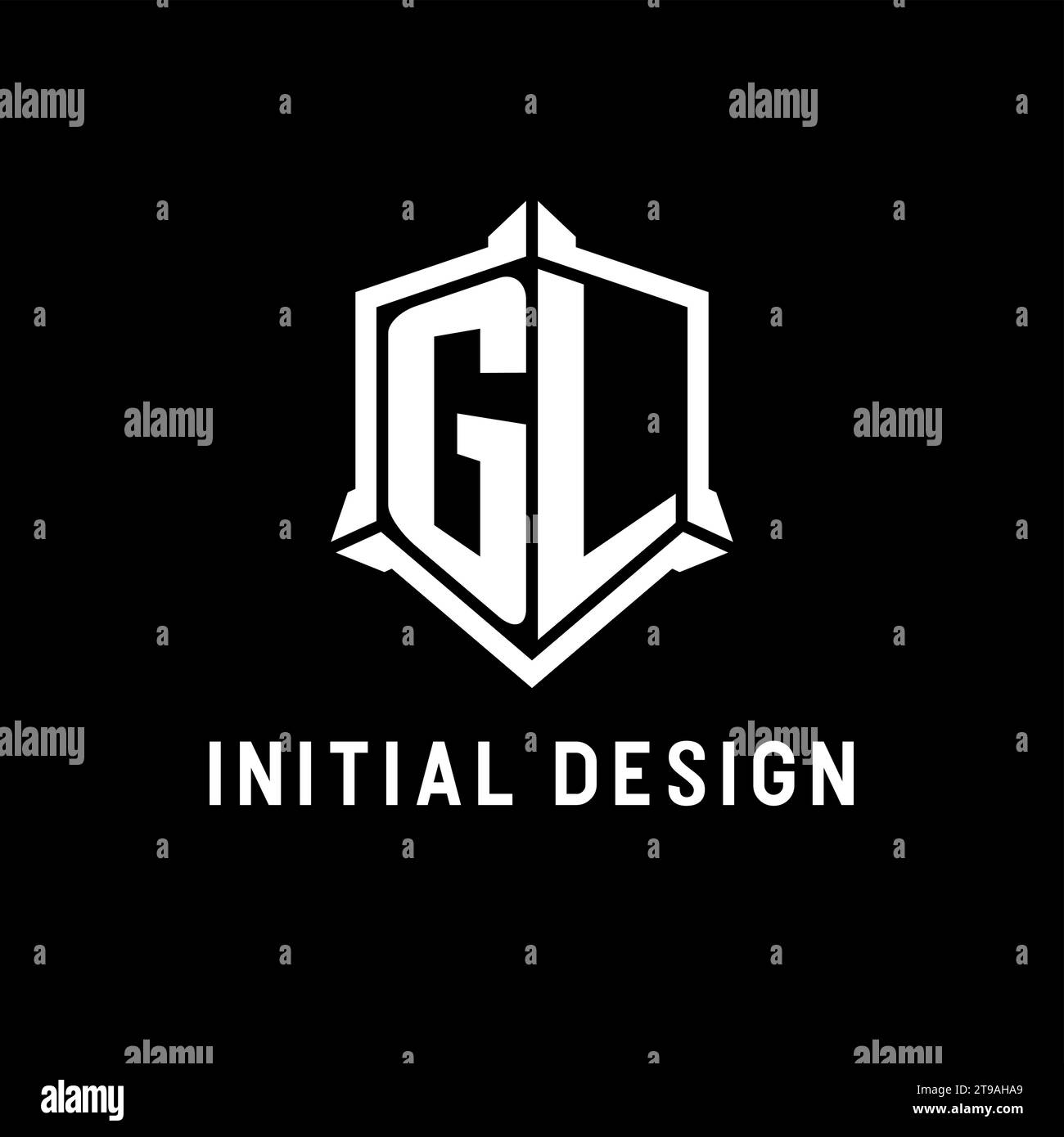 GL logo initial with shield shape design style vector graphic Stock ...