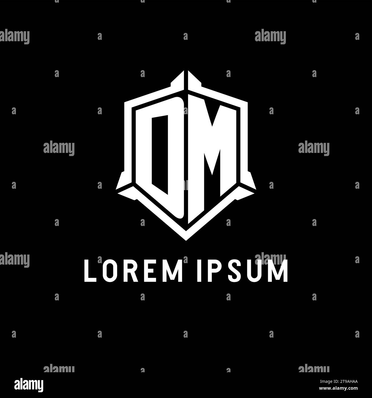 DM logo initial with shield shape design style vector graphic Stock ...