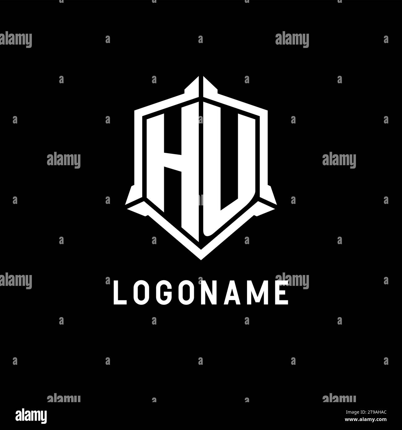 HU logo initial with shield shape design style vector graphic Stock Vector Image & Art - Alamy