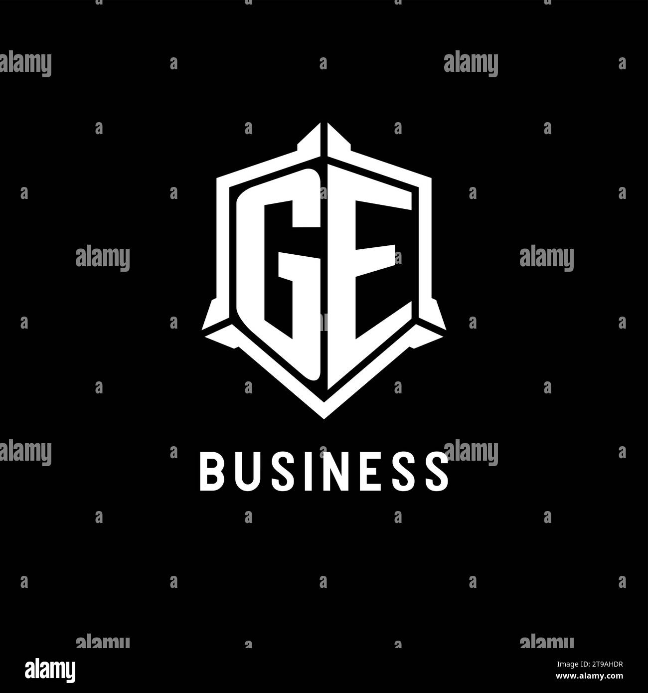 GE logo initial with shield shape design style vector graphic Stock ...