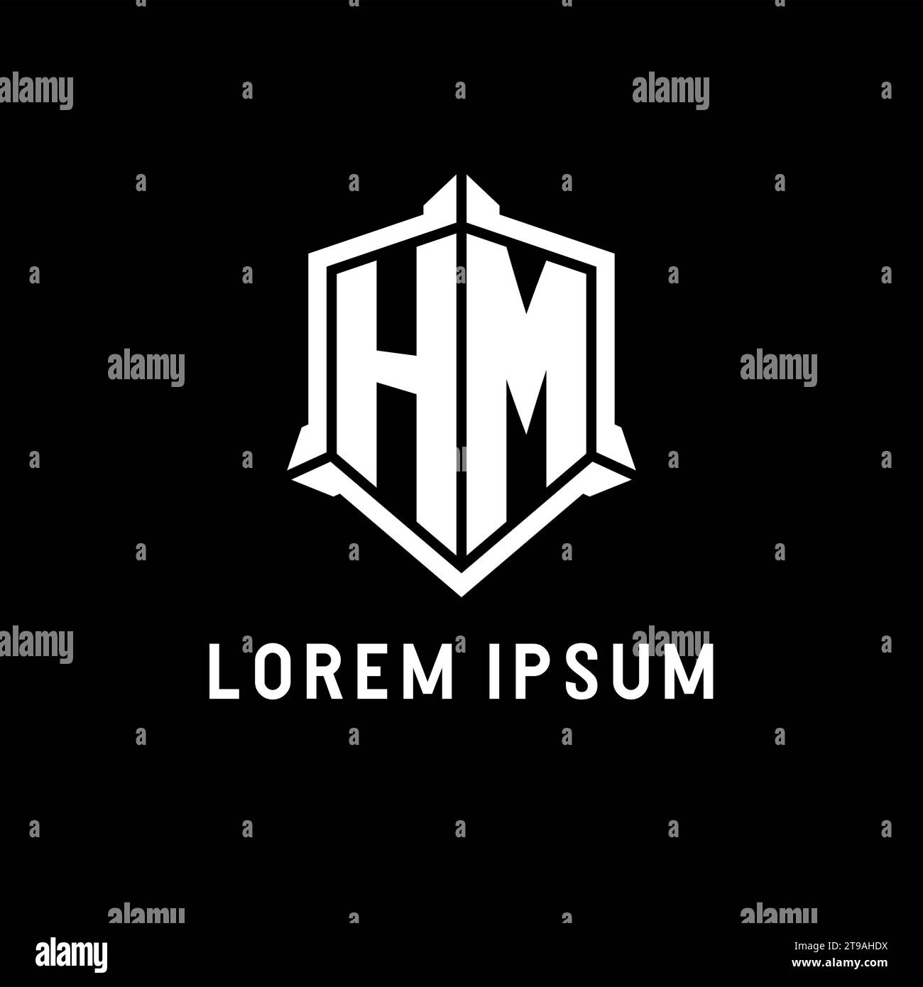 HM logo initial with shield shape design style vector graphic Stock ...