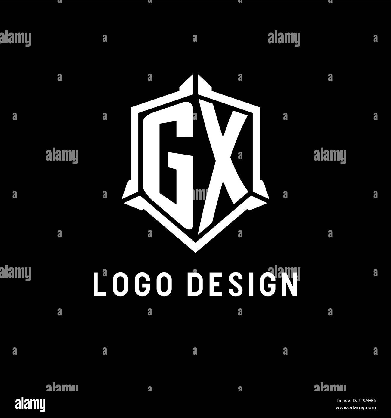 GX logo initial with shield shape design style vector graphic Stock ...