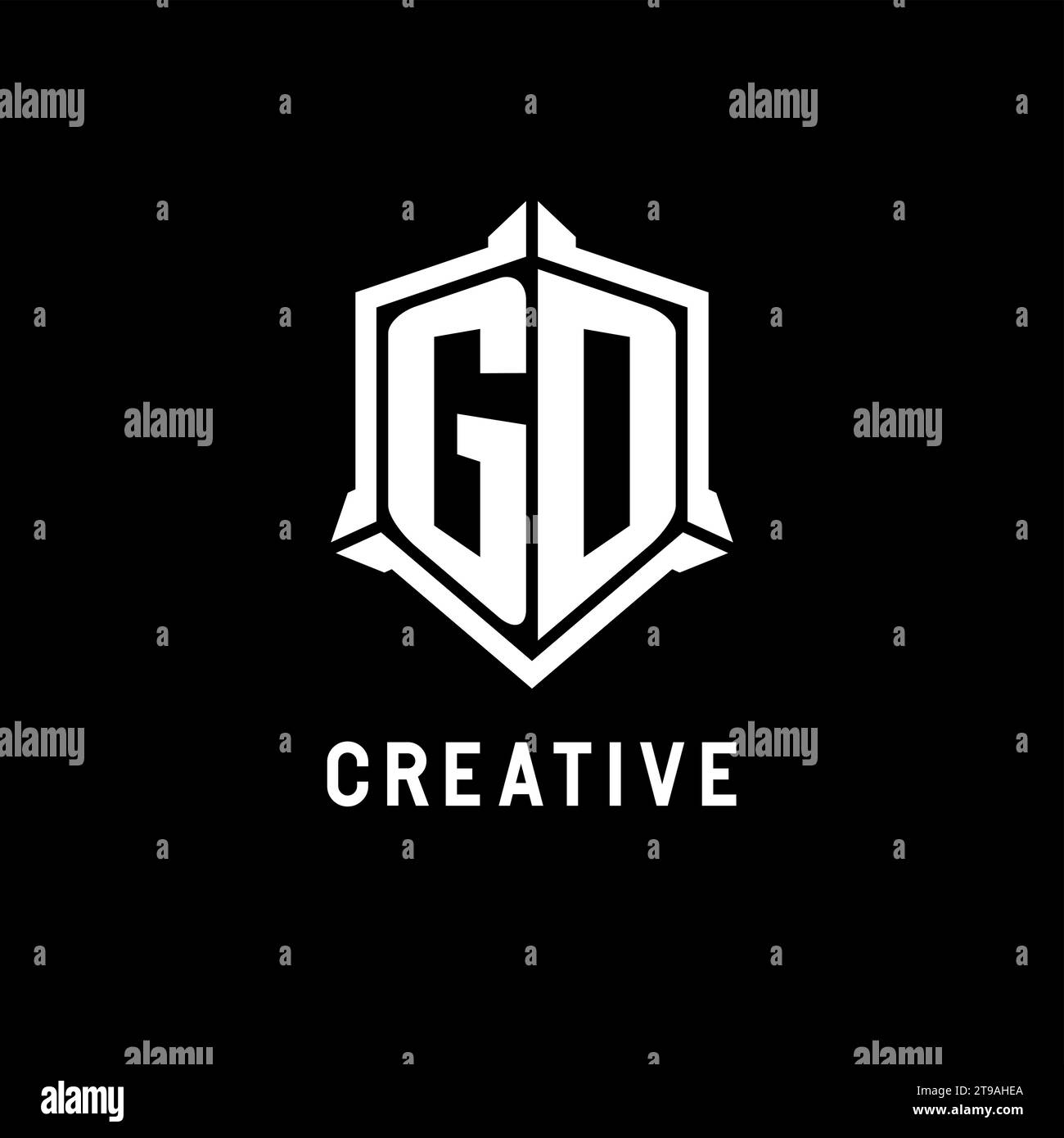 GD logo initial with shield shape design style vector graphic Stock ...