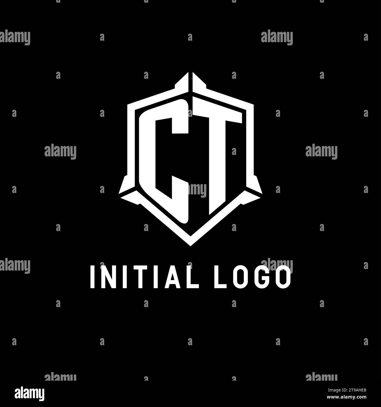 CT logo initial with shield shape design style vector graphic Stock ...