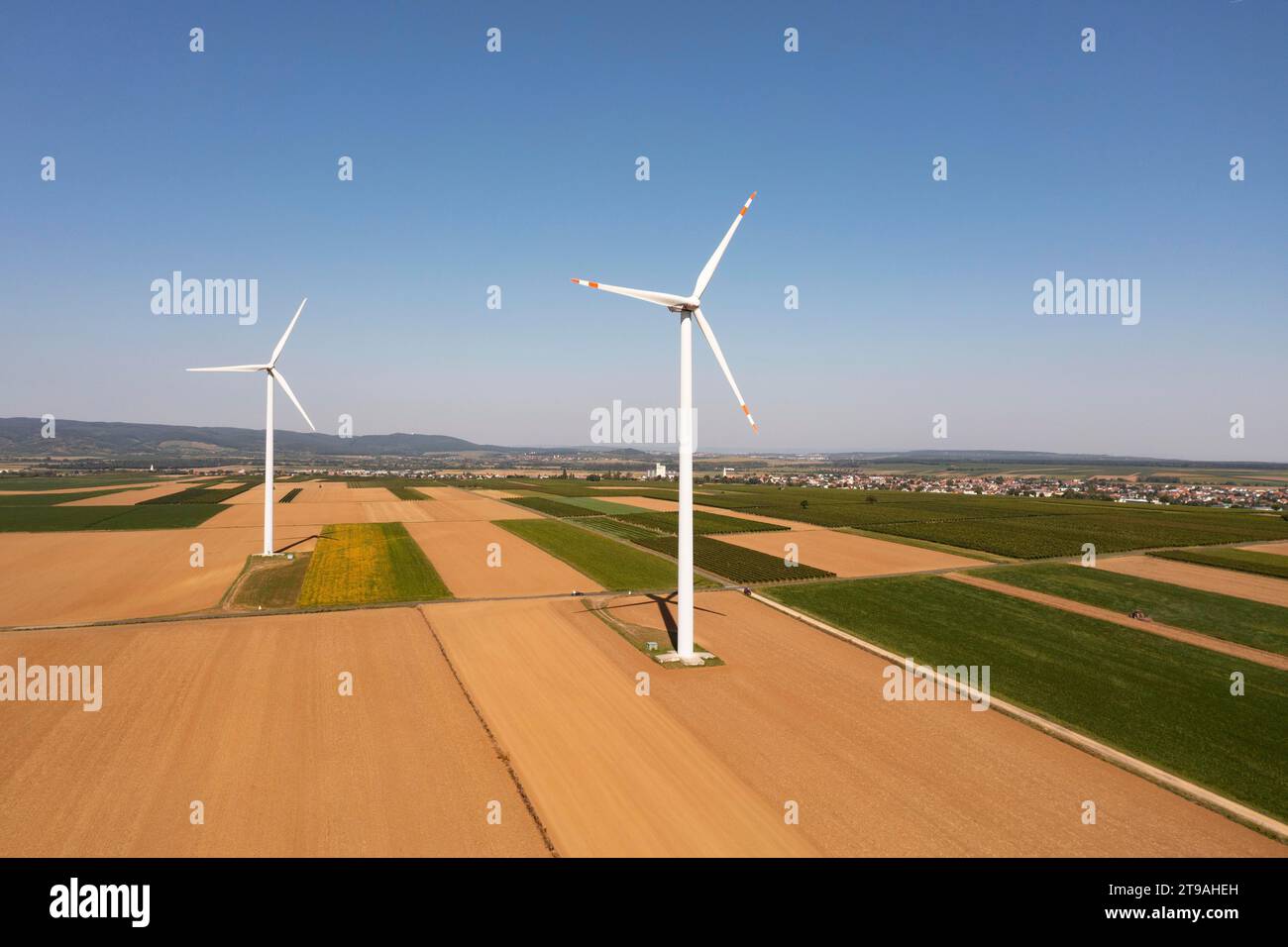Drone images, wind farm, wind turbine on a field, Deutschkreutz ...
