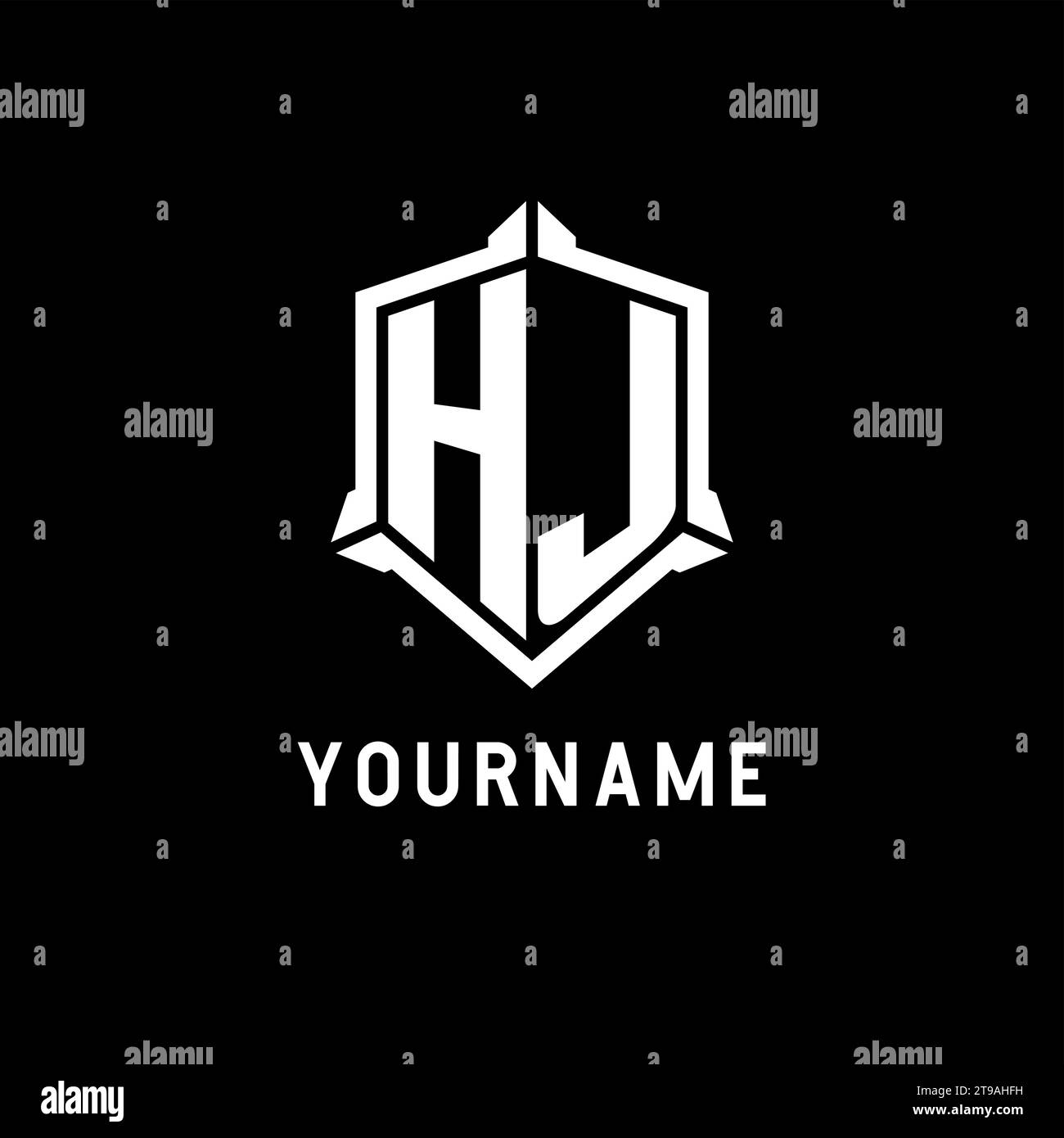 HJ logo initial with shield shape design style vector graphic Stock ...