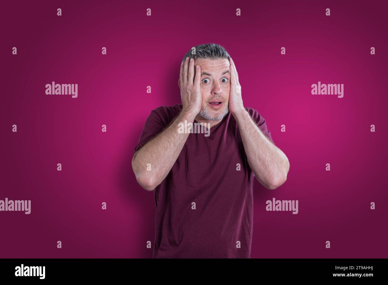 Scared and afraid man. Expressing the emotion of fear Stock Photo - Alamy