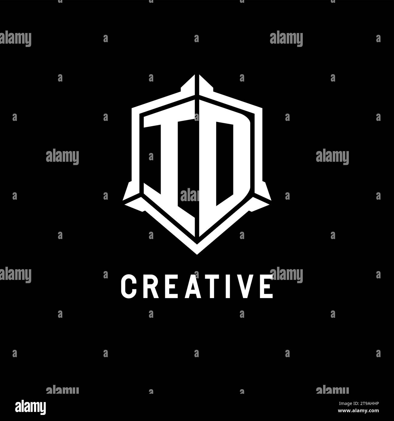 ID logo initial with shield shape design style vector graphic Stock ...