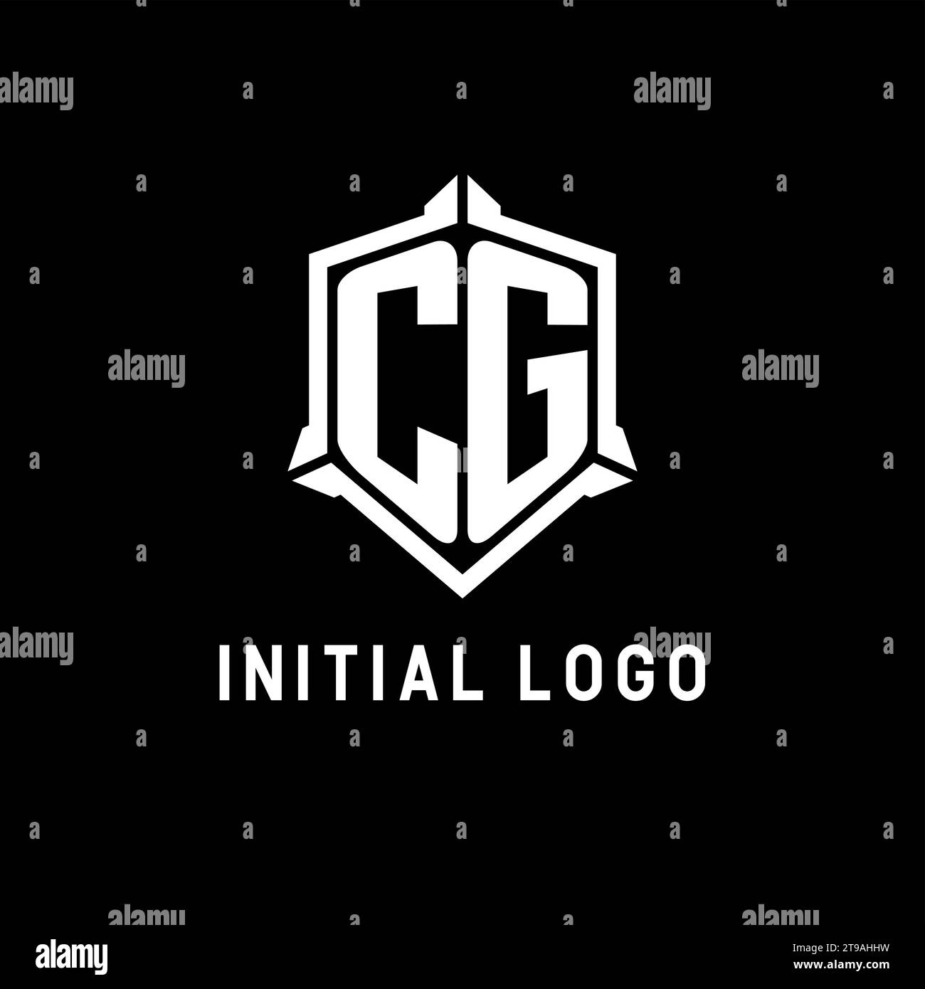 CG logo initial with shield shape design style vector graphic Stock ...