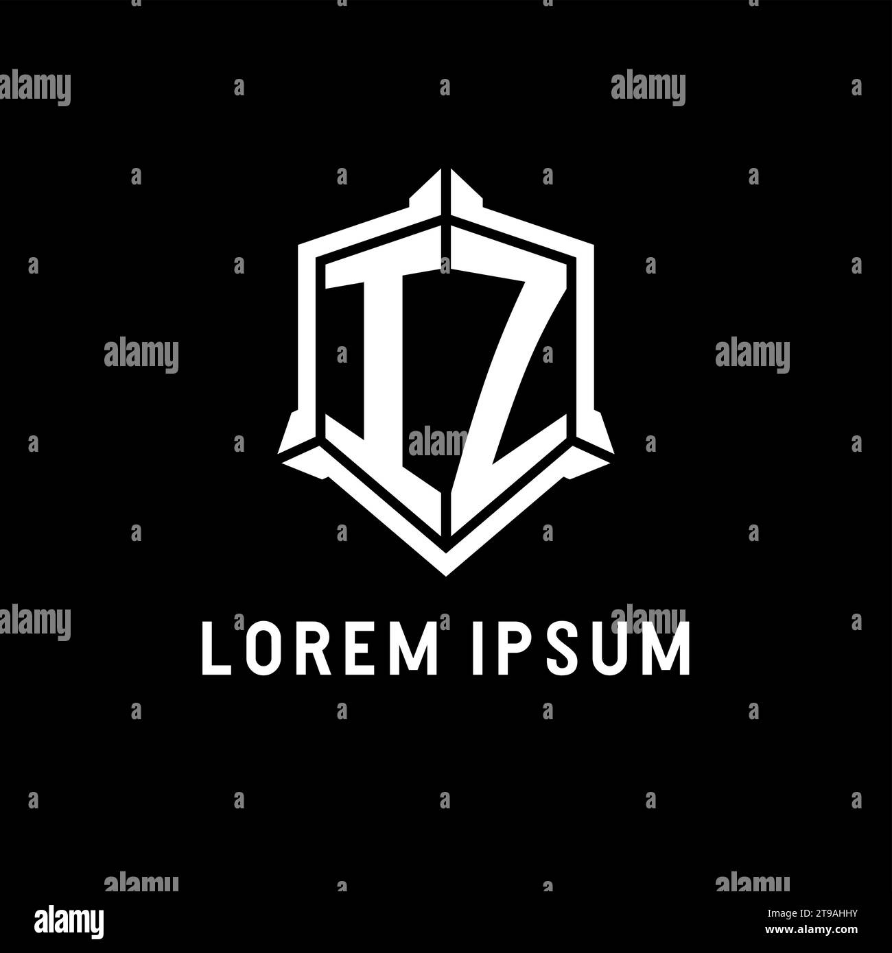 IZ logo initial with shield shape design style vector graphic Stock ...