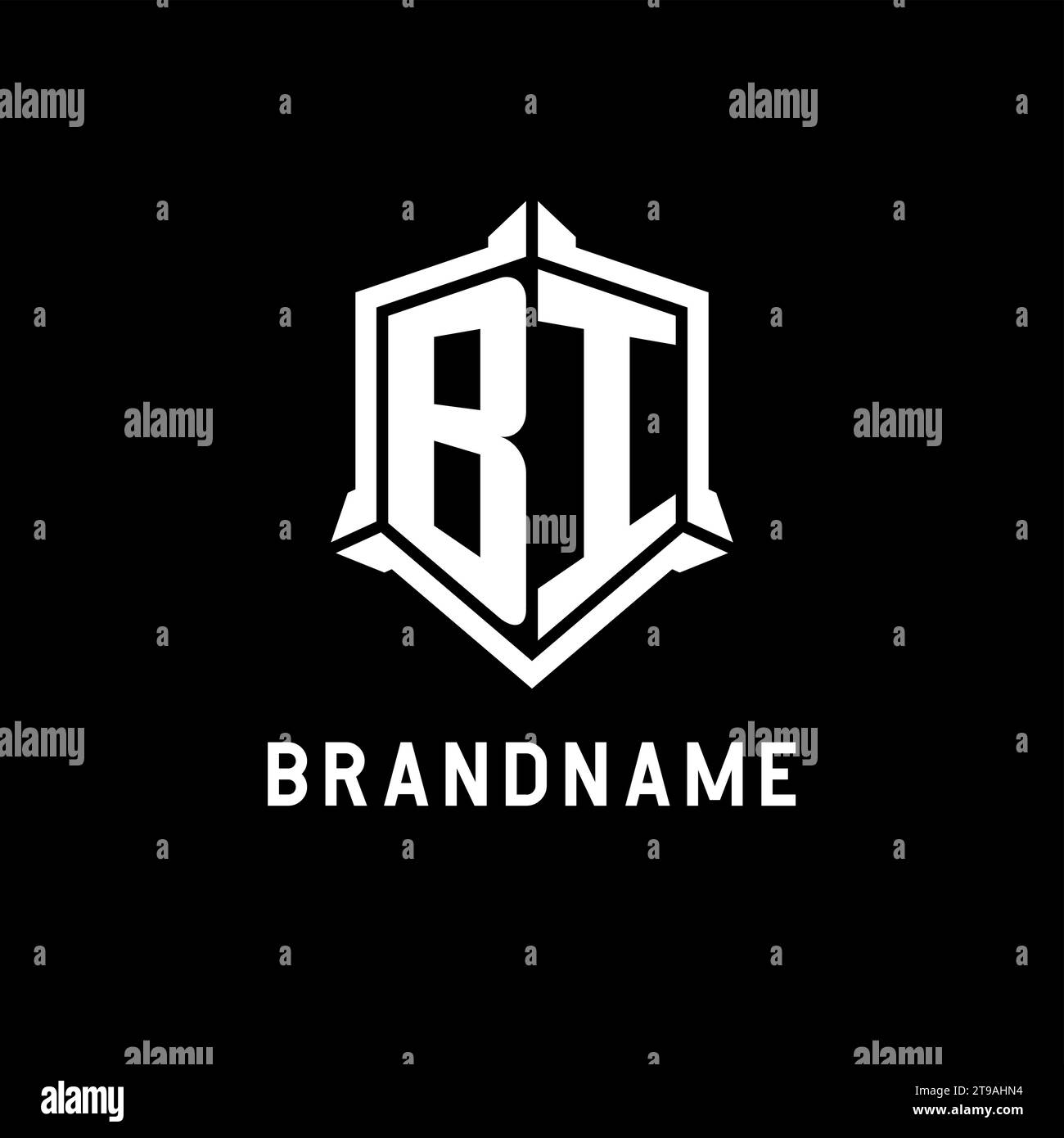 BI logo initial with shield shape design style vector graphic Stock ...