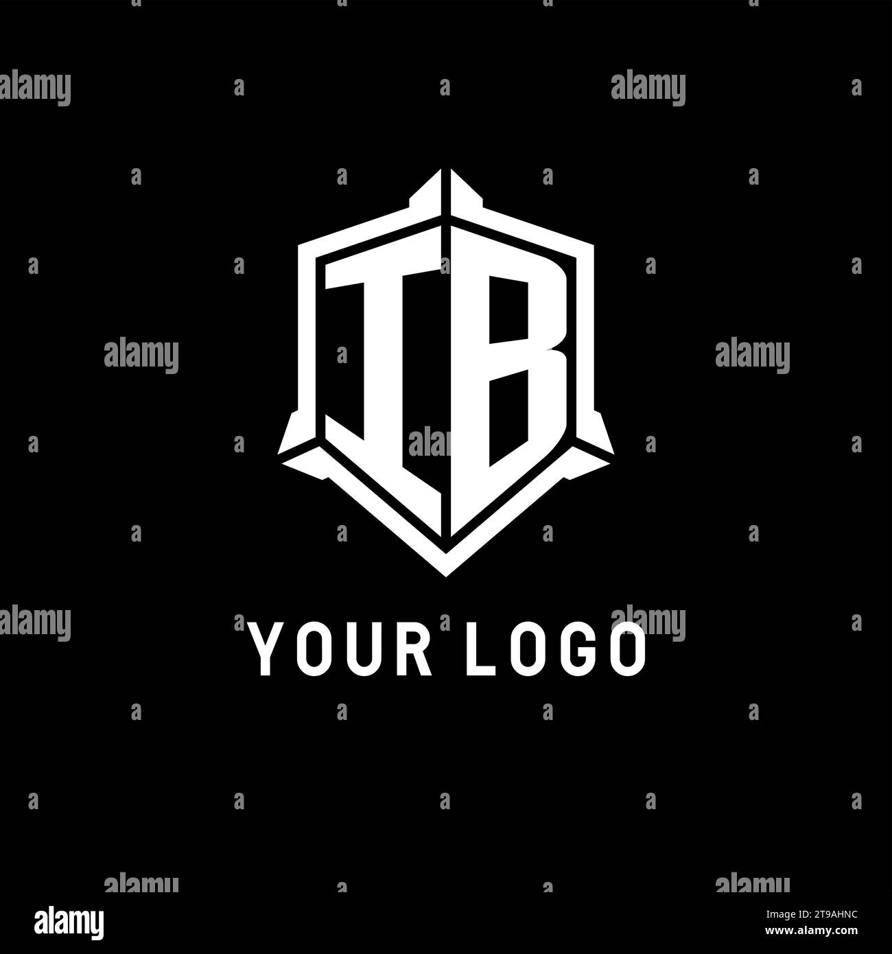 IB logo initial with shield shape design style vector graphic Stock ...