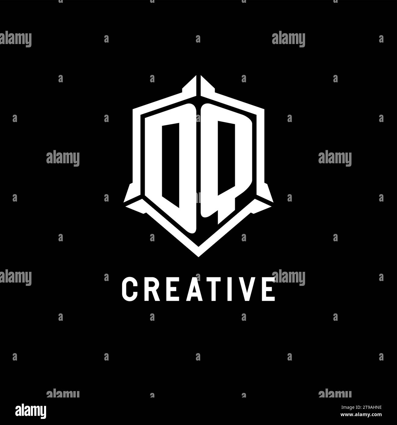 DQ logo initial with shield shape design style vector graphic Stock ...