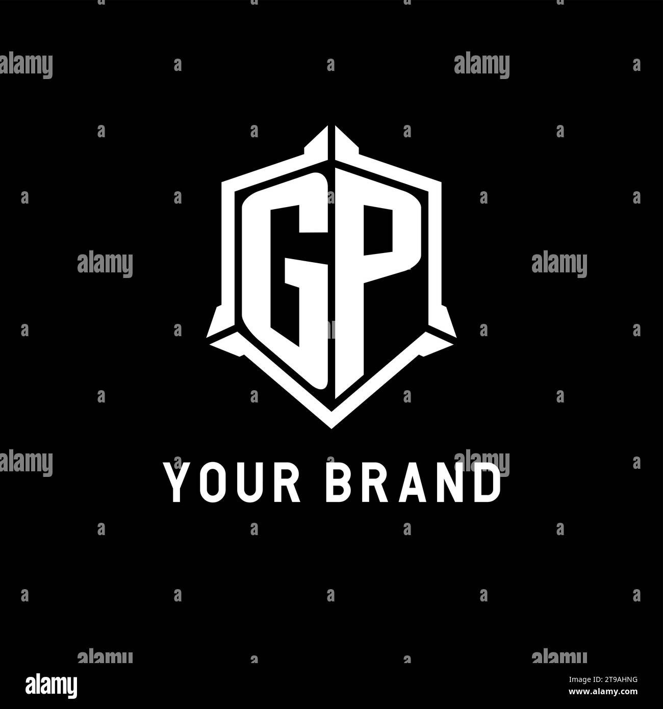 GP logo initial with shield shape design style vector graphic Stock ...