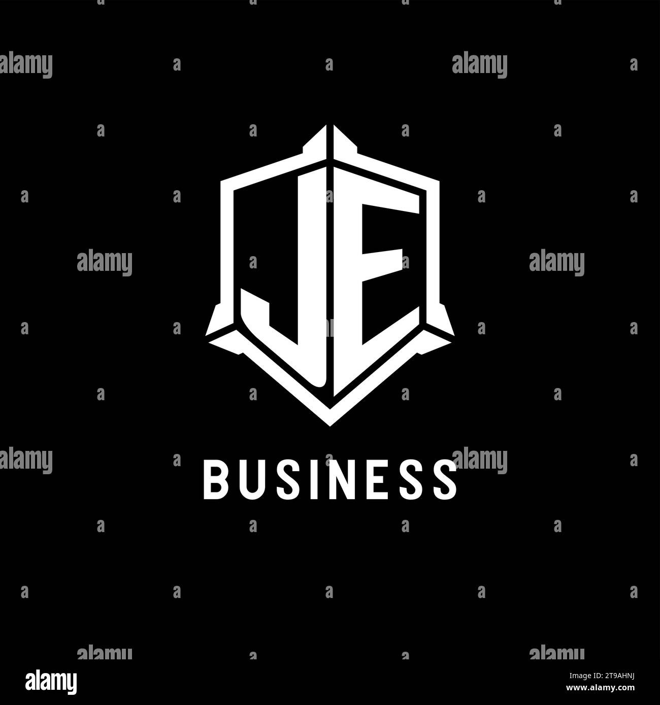 JE logo initial with shield shape design style vector graphic Stock ...