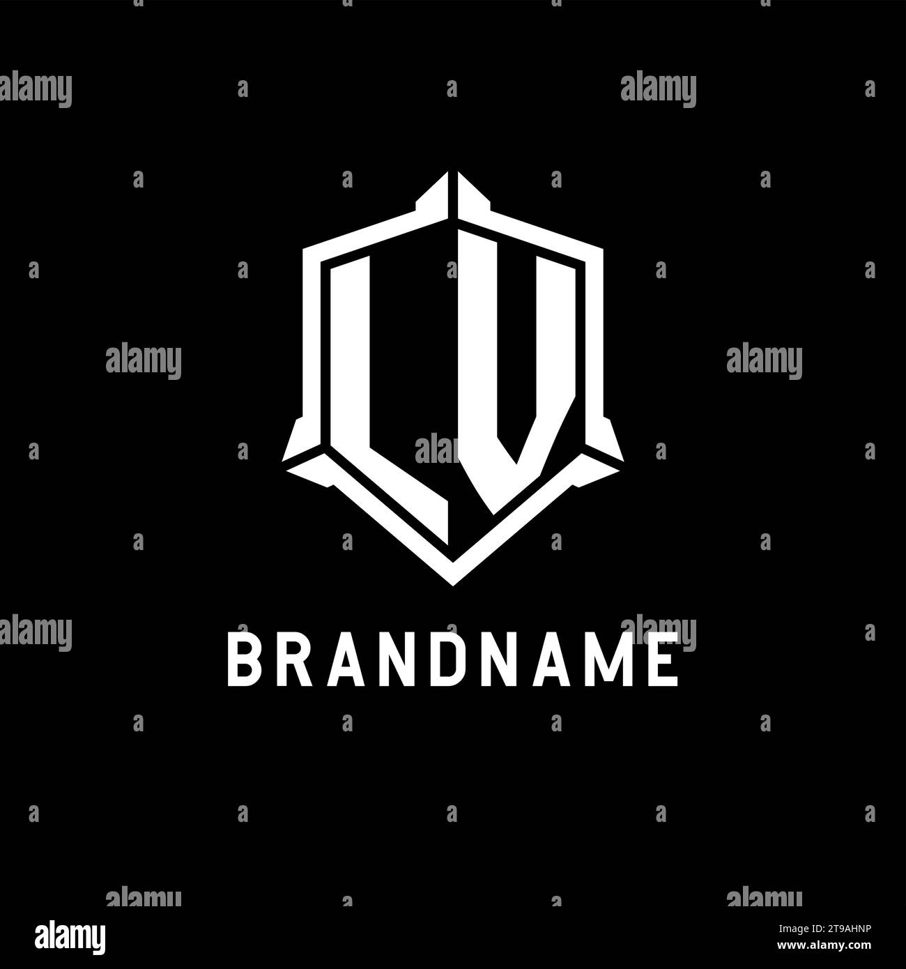 LV logo initial with shield shape design style vector graphic Stock ...