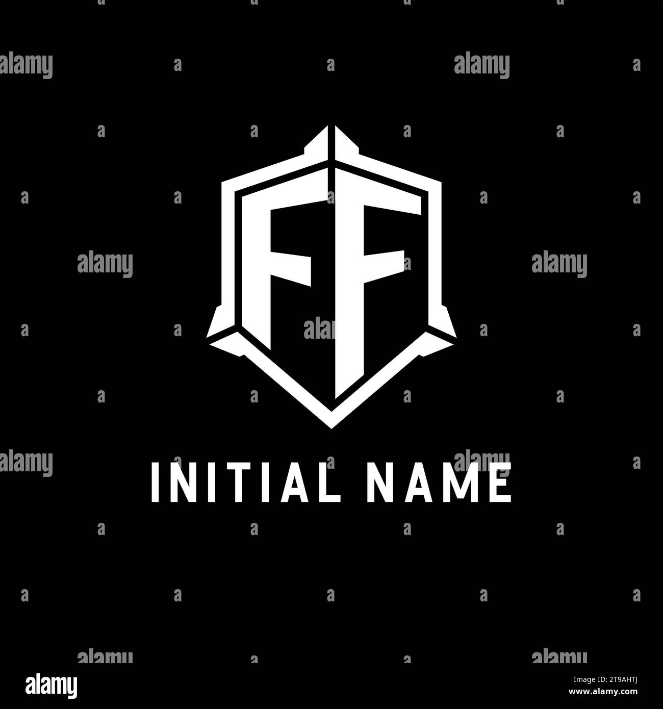FF logo initial with shield shape design style vector graphic Stock ...