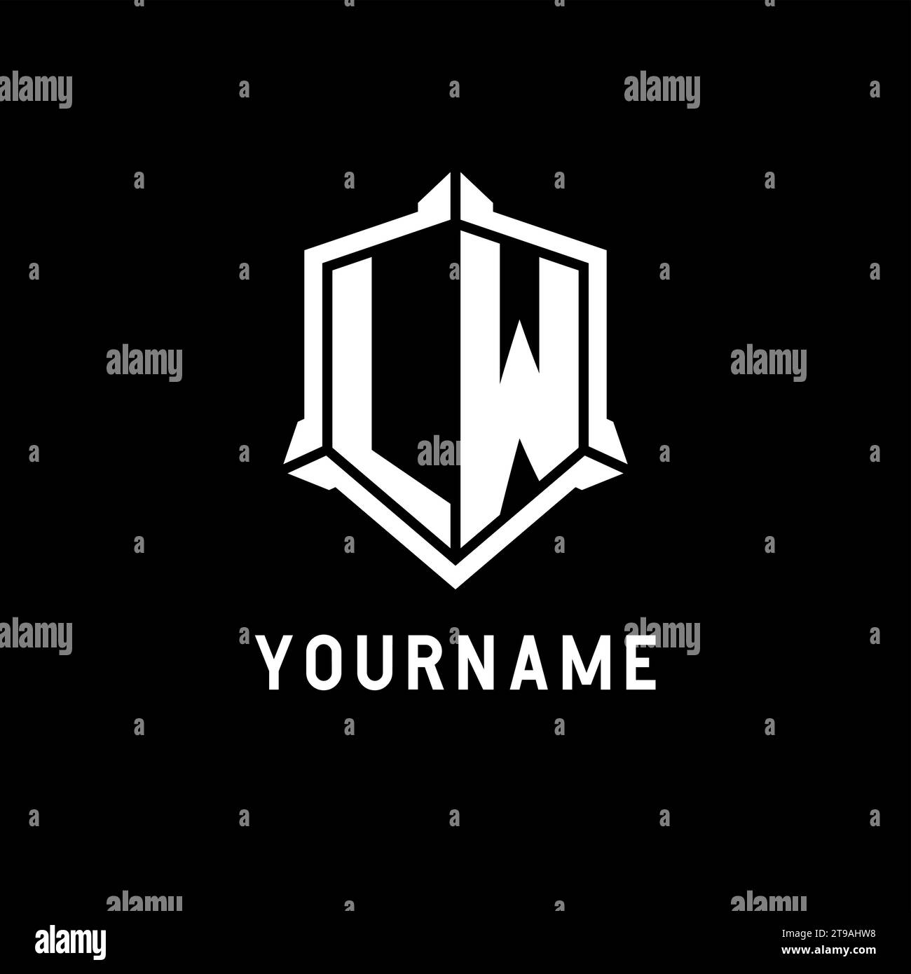 LW logo initial with shield shape design style vector graphic Stock ...
