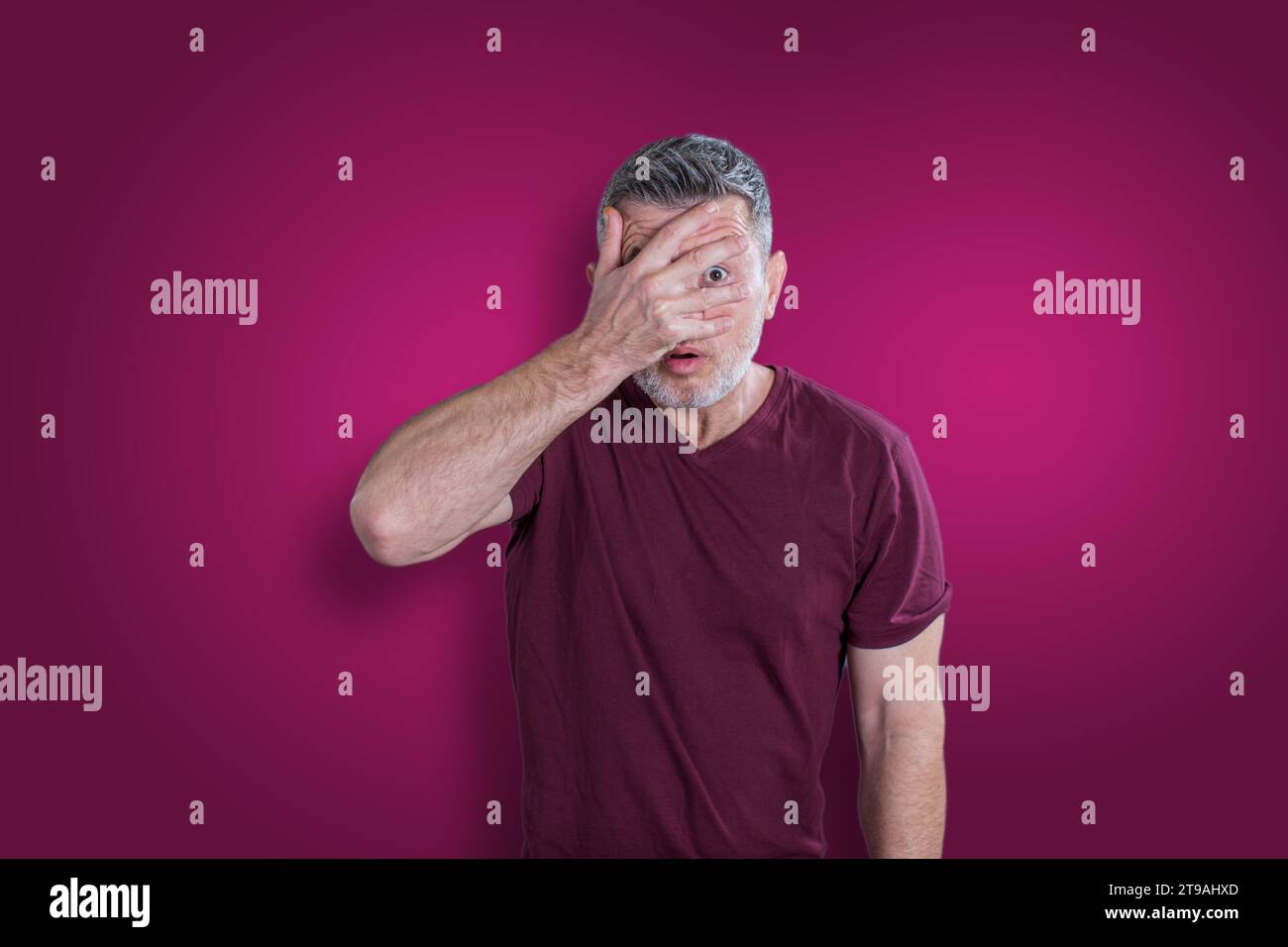 Scared and afraid man. Expressing the emotion of fear Stock Photo - Alamy