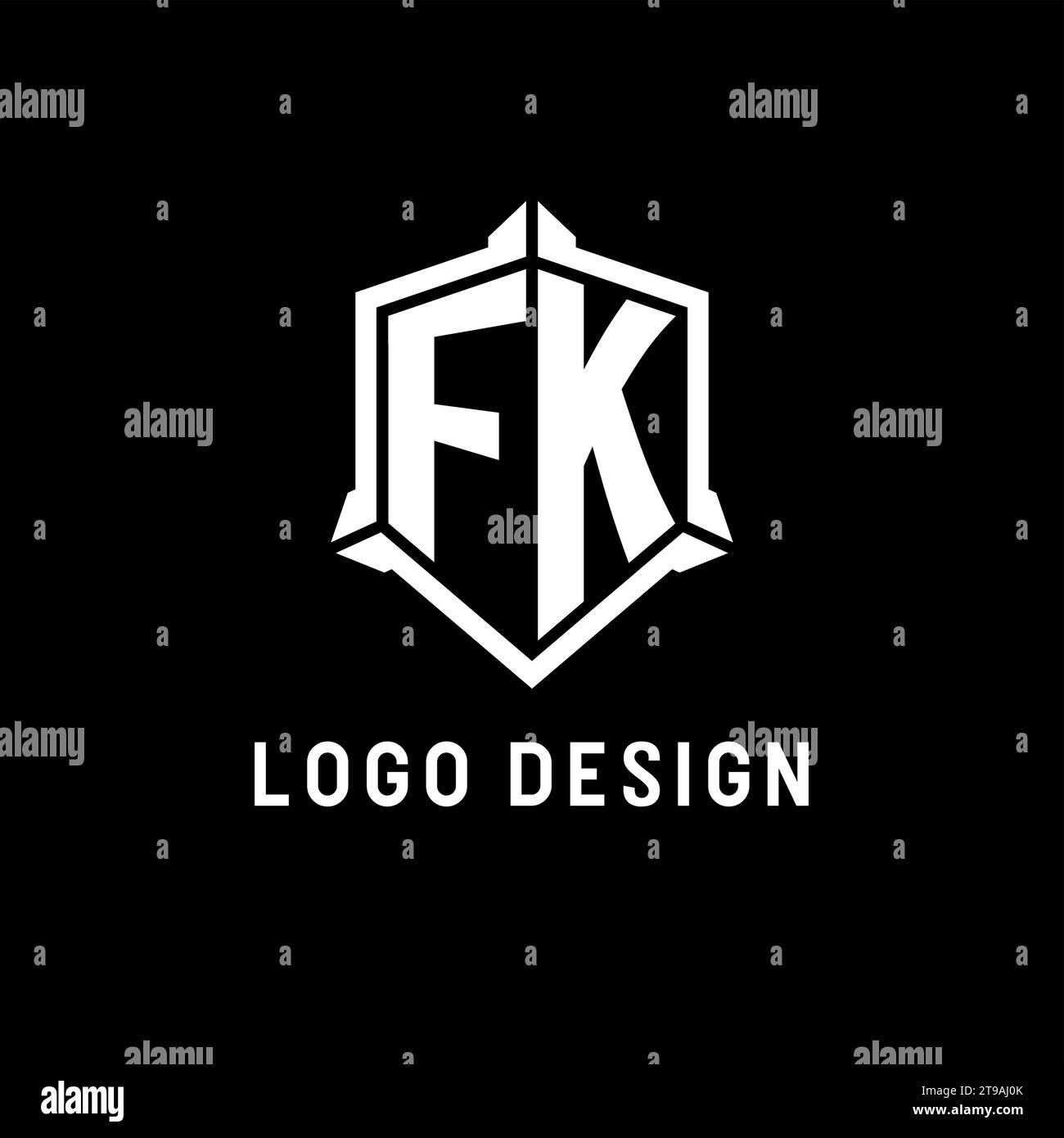FK logo initial with shield shape design style vector graphic Stock ...