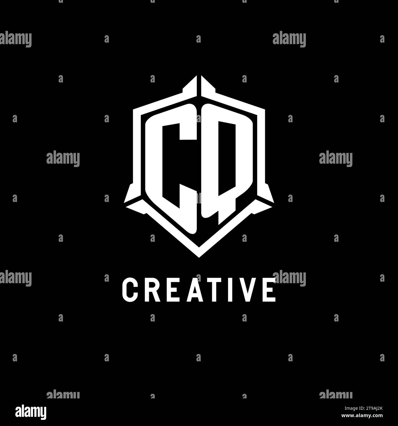 CQ logo initial with shield shape design style vector graphic Stock ...