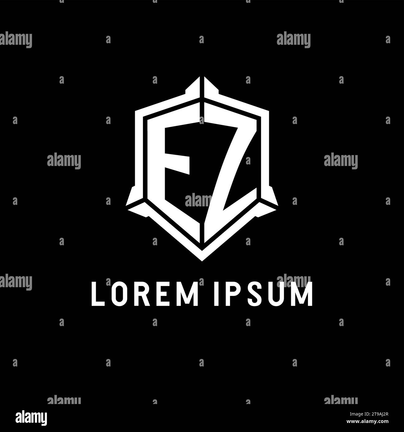 EZ logo initial with shield shape design style vector graphic Stock ...