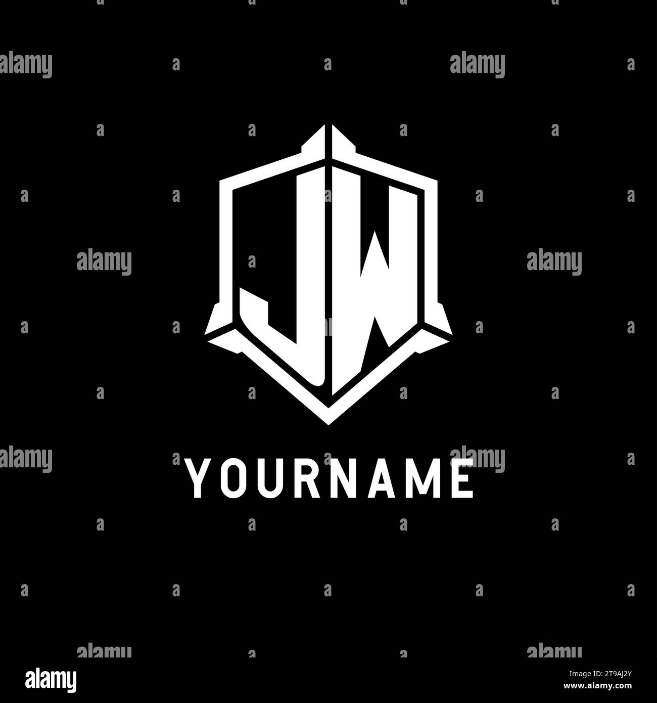 JW logo initial with shield shape design style vector graphic Stock ...