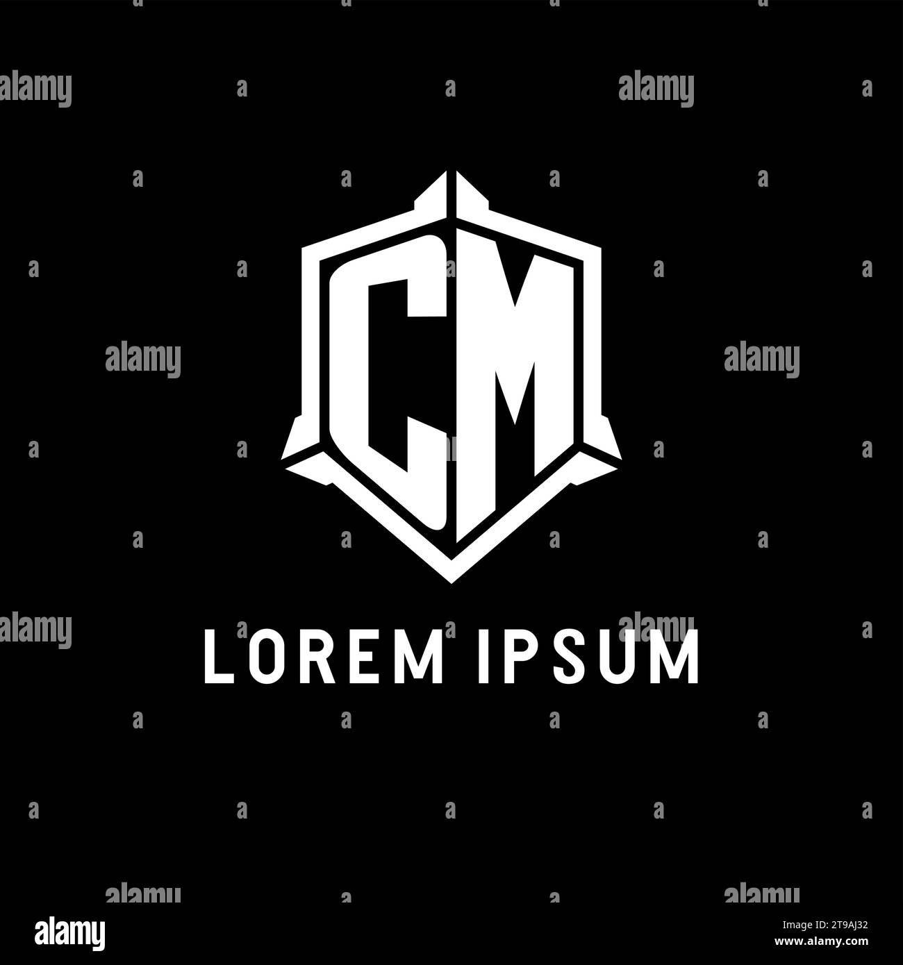CM logo initial with shield shape design style vector graphic Stock ...