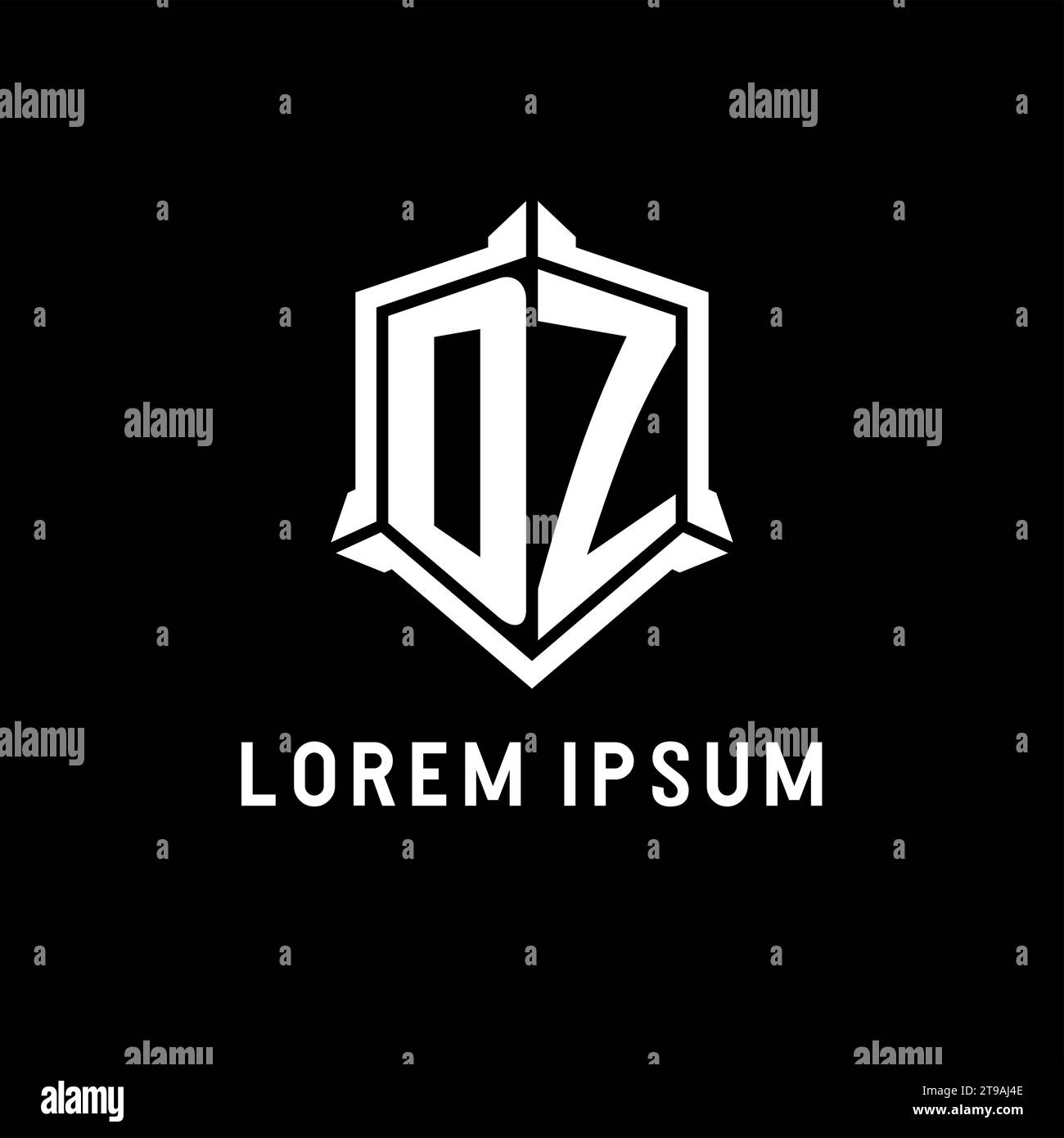 DZ logo initial with shield shape design style vector graphic Stock ...