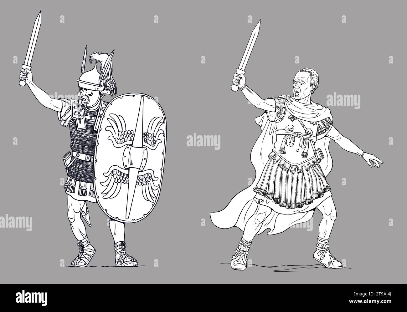 Roman general and imperator Gaius Julius Caesar with roman centurion ...