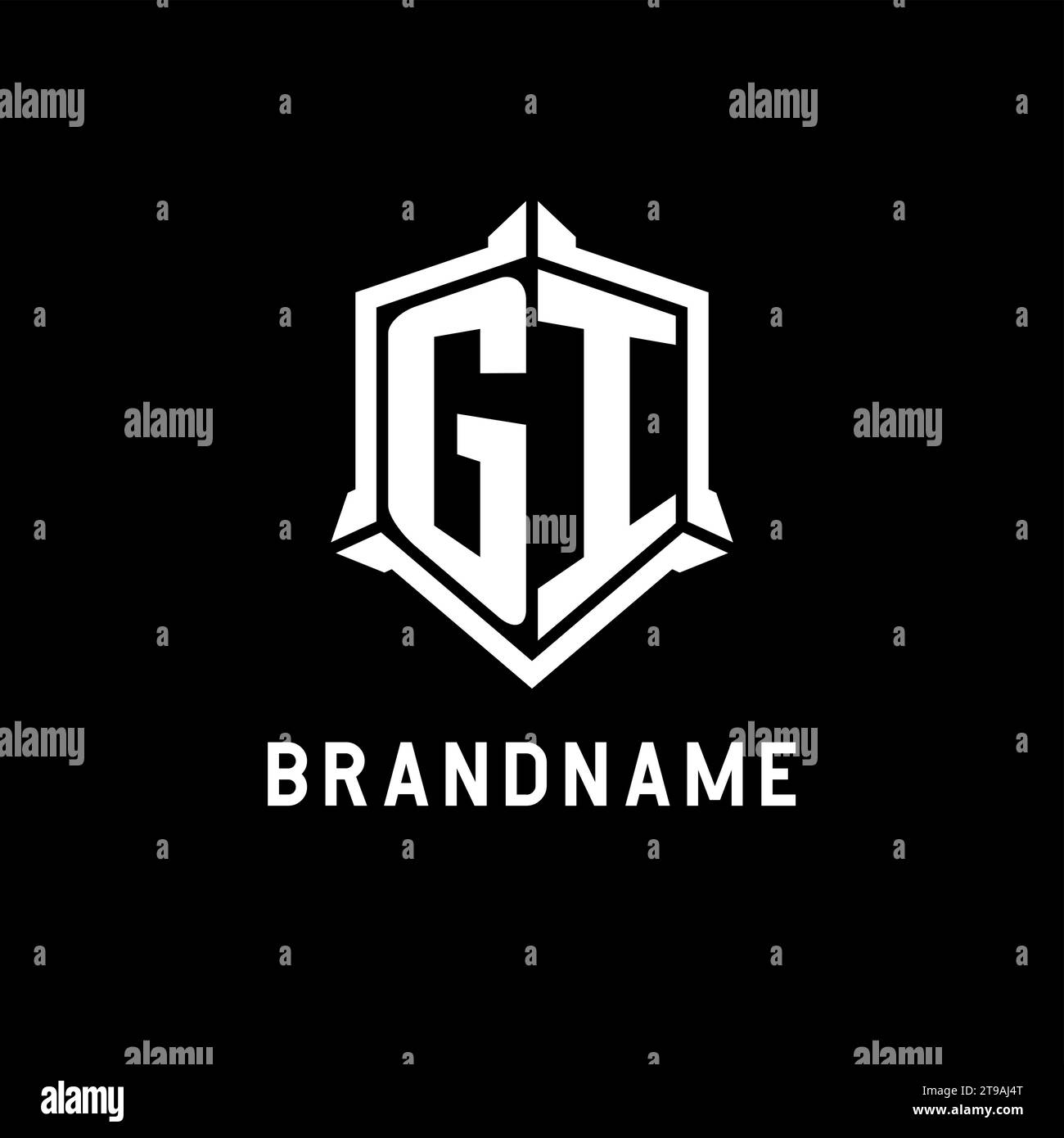 GI logo initial with shield shape design style vector graphic Stock ...