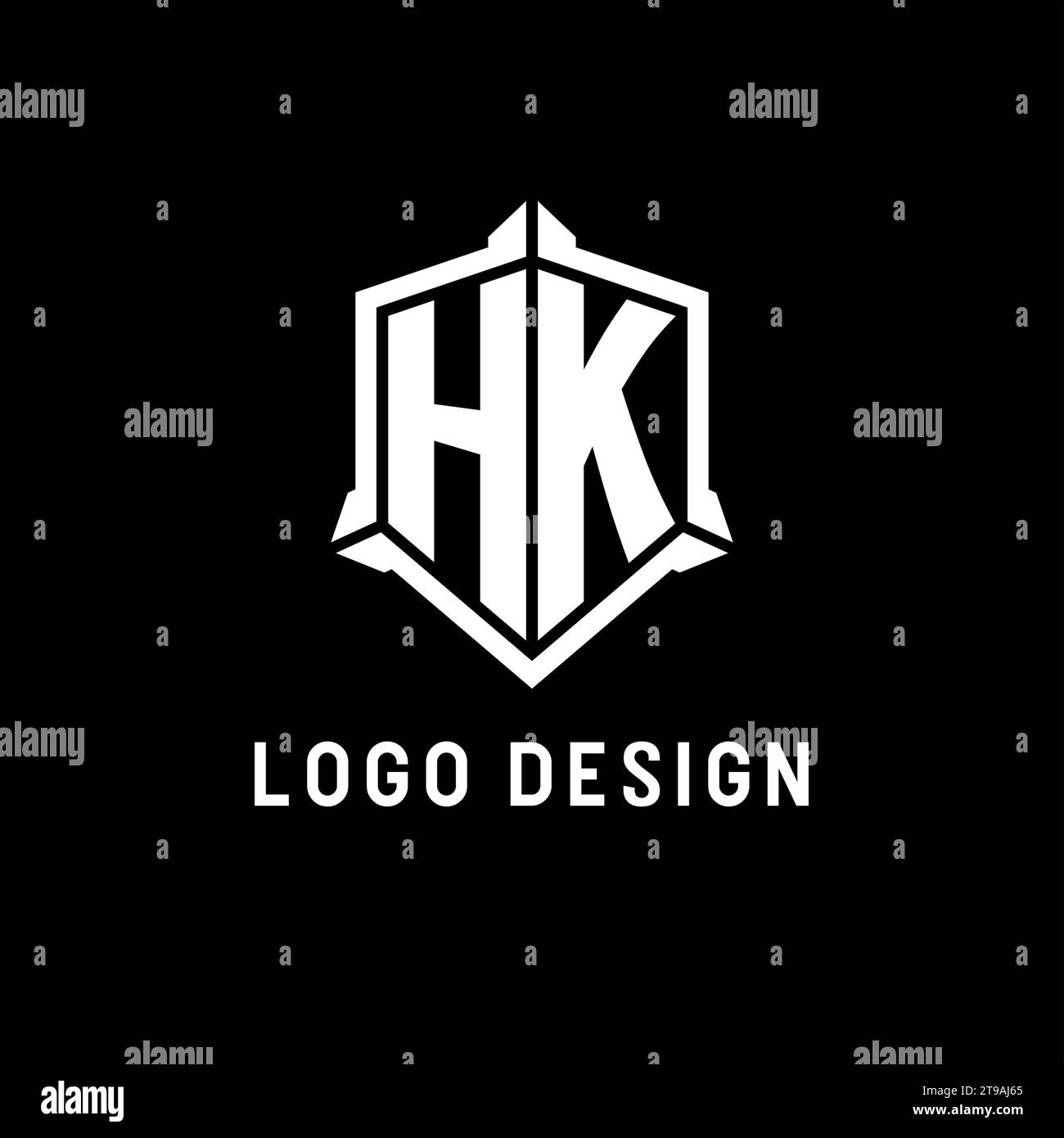 HK logo initial with shield shape design style vector graphic Stock ...