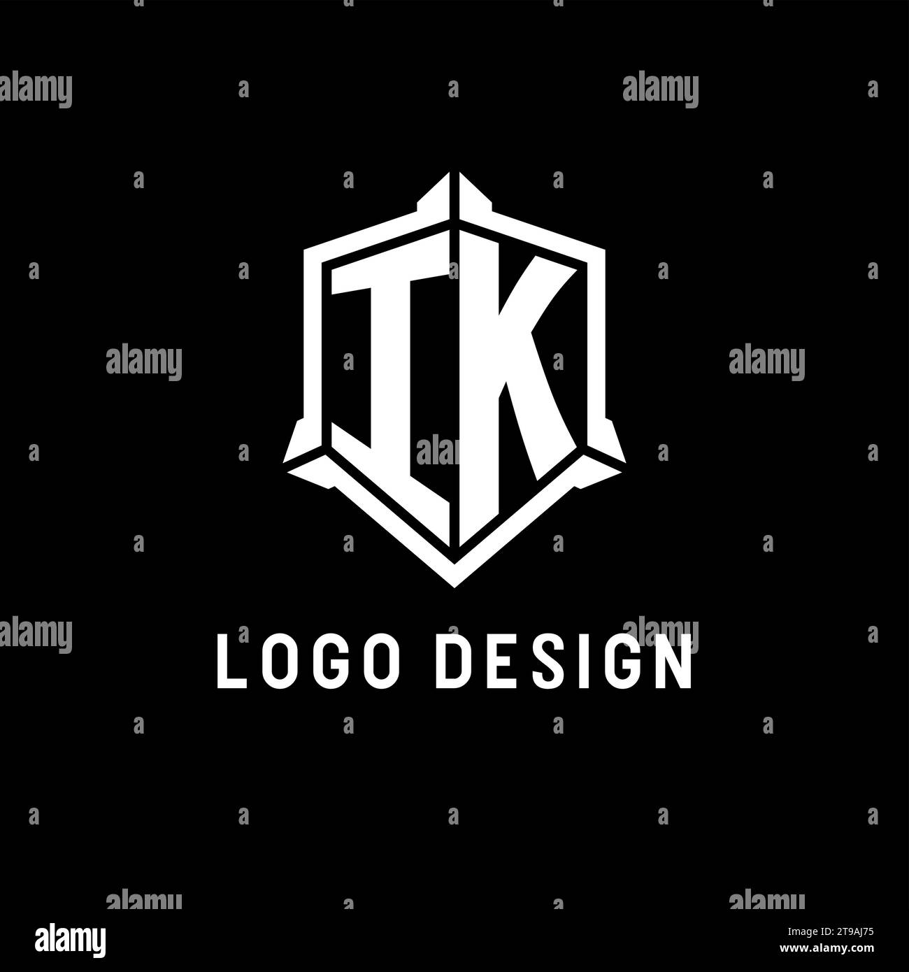 IK logo initial with shield shape design style vector graphic Stock ...