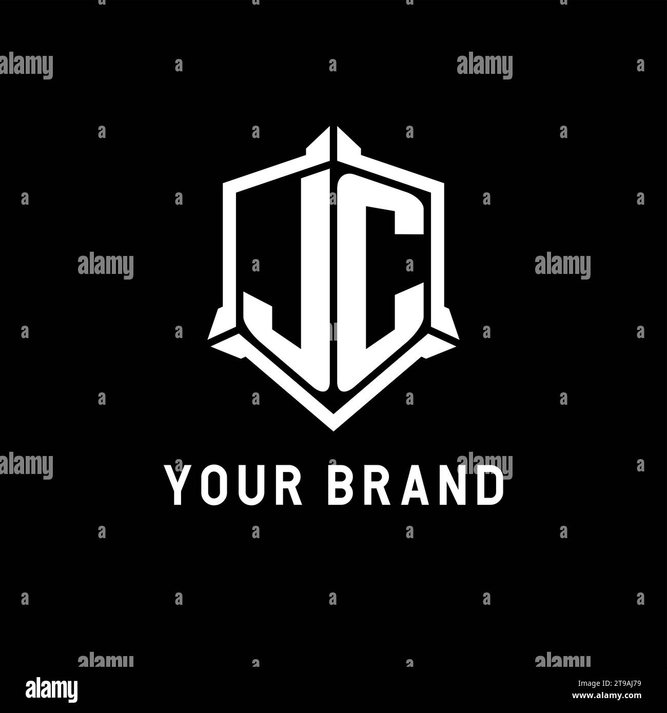 JC logo initial with shield shape design style vector graphic Stock ...