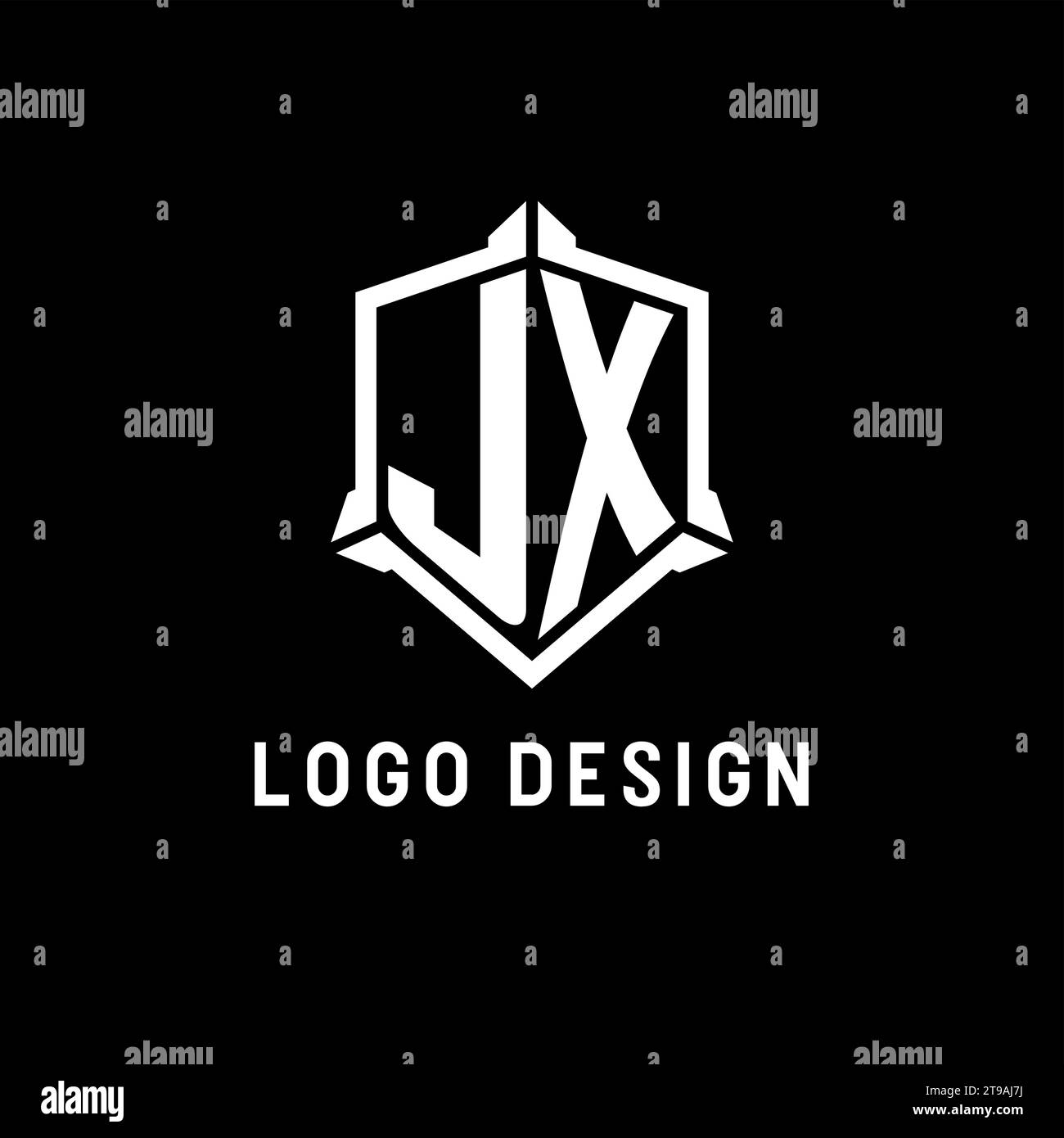 JX logo initial with shield shape design style vector graphic Stock ...