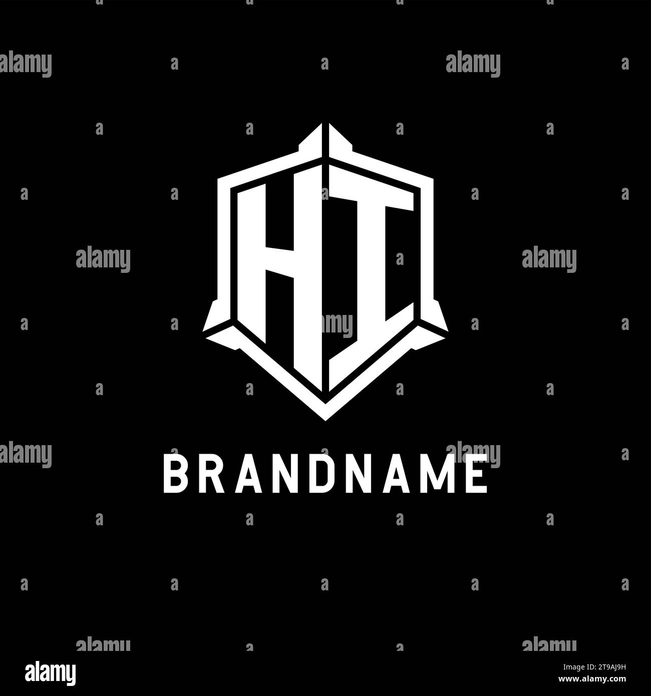 HI logo initial with shield shape design style vector graphic Stock ...