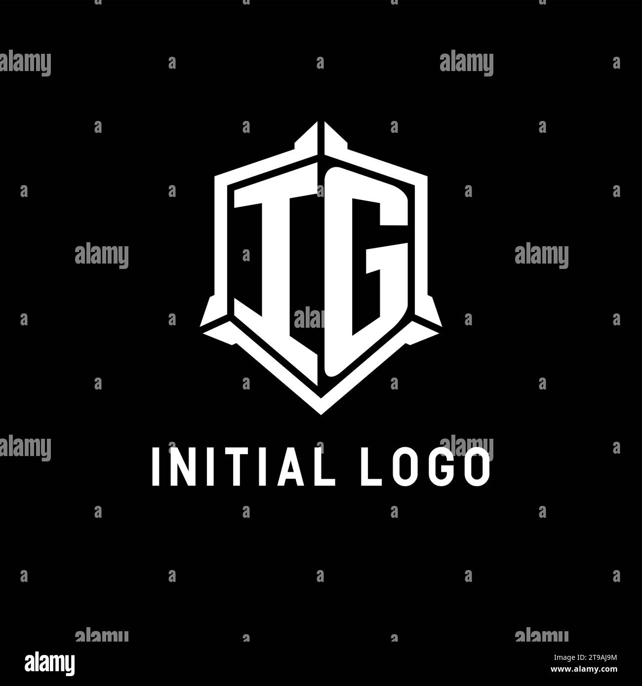 IG logo initial with shield shape design style vector graphic Stock ...