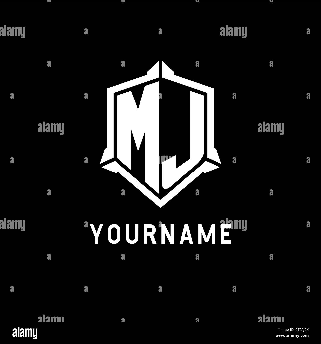 MJ logo initial with shield shape design style vector graphic Stock ...